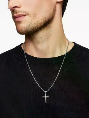 David Yurman 18kt Yellow Gold And Sterling Silver Cable Cross Pendant