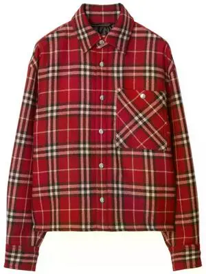 Burberry Check Wool Shirt - Red