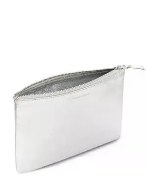 Comme Des Garçons Logo-embossed Leather Wallet - Silver