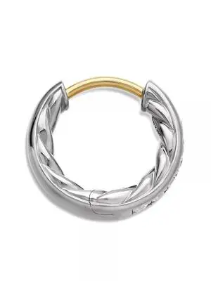 David Yurman Sterling Sculpted Cable Diamond Huggie Hoop Earrings