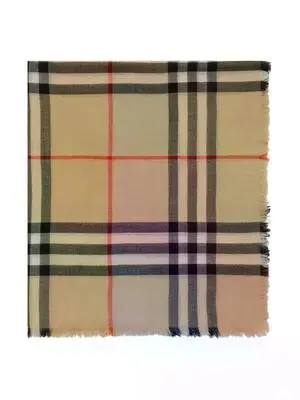 Burberry Check Wool Scarf - Neutrals