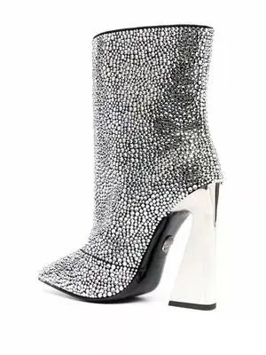 Philipp Plein Crystal-embellished Sculptural Heel Ankle Boots