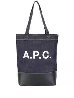 A.p.c. Logo Print Denim Tote - Blue