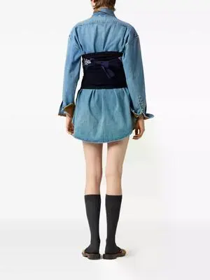 Miu Miu Logo Patch Washed Denim Shirt