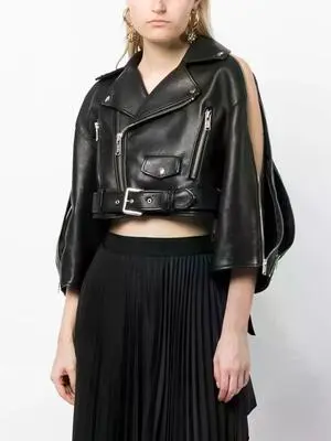 Undercover Leather Cut-out Biker Jacket