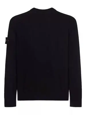 Stone Island Crew Neck Sweater With Logo Patch - Black
