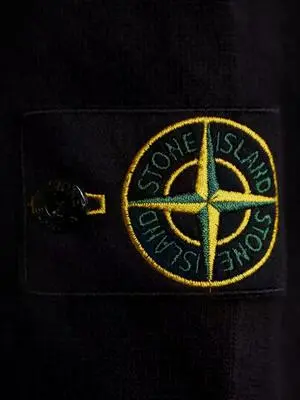 Stone Island Crew Neck Sweater With Logo Patch - Black