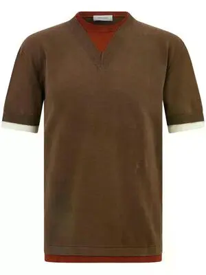 FERRAGAMO Layered Knitted T-shirt - Brown