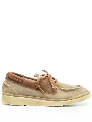Moma Suede Boat Shoes With Logo Patch - Neutrals