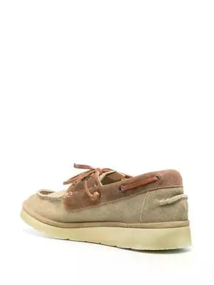 Moma Suede Boat Shoes With Logo Patch - Neutrals