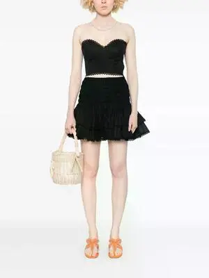 Charo Ruiz Ibiza Matis Bustier Top With Scalloped Edge - Black