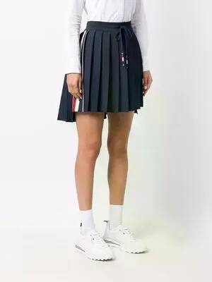 Thom Browne Pleated Mini Skirt With Rwb Stripe Detailing