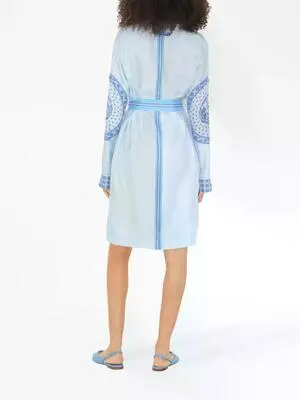 Burberry Monument Print Belted Silk Shirt Dress
