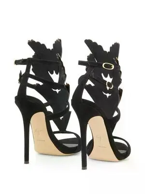 GIUSEPPE ZANOTTI Leather And Suede 120mm Cruel Sandals With Gold Tone Hardware - Black