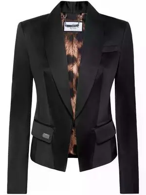 Philipp Plein Satin-finish Single-breasted Blazer - Black