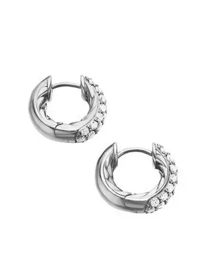 David Yurman Dy Mercer Micro Diamond Hoop Earrings