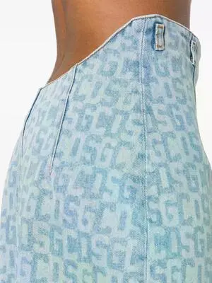 Gcds Monogram Pattern Denim Pencil Skirt