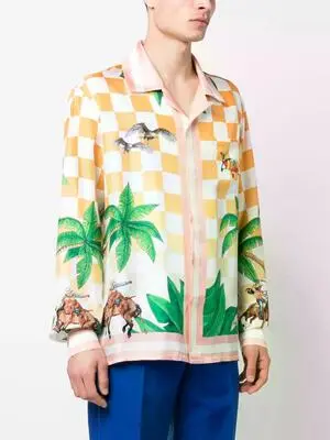 Casablanca Tennis Club Silk Shirt - Orange