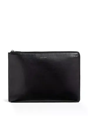 Zegna Leather Clutch Bag - Black