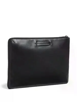 Zegna Leather Clutch Bag With Logo Print