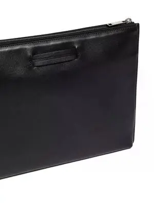 Zegna Leather Clutch Bag With Logo Print