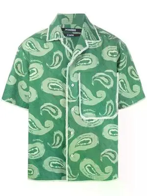 Jacquemus Artichaut Paisley-print Frayed-edge Shirt - Green
