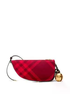 Burberry Mini Shield Check Shoulder Bag - Red
