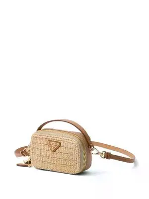 Prada Logo-plaque Crochet Mini Bag - Neutrals