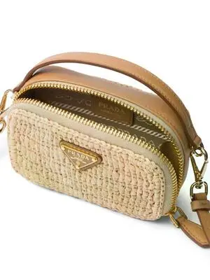 Prada Logo-plaque Crochet Mini Bag - Neutrals