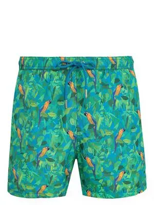 AMIR SLAMA Parrot-print Swim Shorts - Green