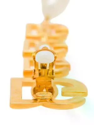 Dolce & Gabbana Dg Logo Pearl-embellished Drop Earrings