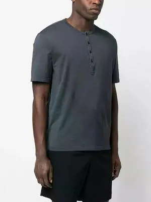 TEN C Cotton Henley T-shirt - Grey