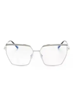 TOM FORD Geometric Frame Eyeglasses - Silver