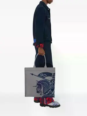 Burberry Canvas Tote Bag With Equestrian Knight Motif
