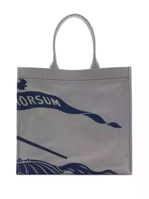 Burberry Canvas Tote Bag With Equestrian Knight Motif