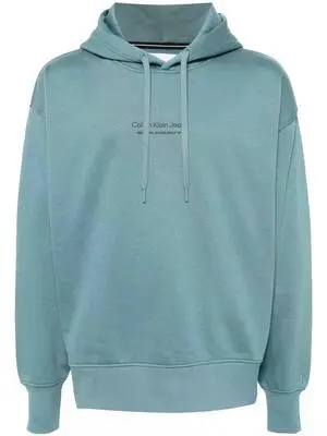 Calvin Klein Logo-print Drawstring Hoodie - Blue