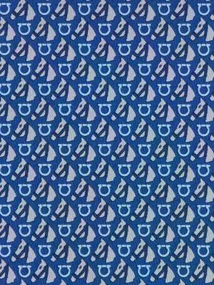 FERRAGAMO Silk Equestrian Print Neck Tie - Blue