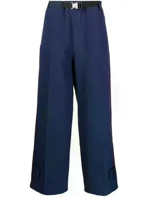Sacai Clip-belt Wide-leg Trousers - Blue