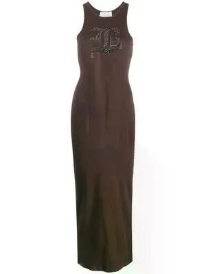 Blumarine Rhinestone-logo Midi Dress