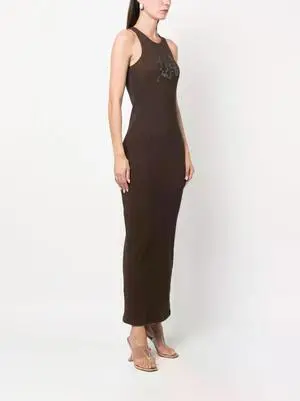 Blumarine Rhinestone-logo Midi Dress