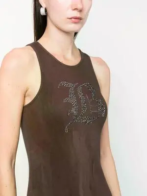 Blumarine Rhinestone-logo Midi Dress