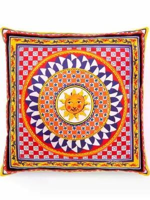 Dolce & Gabbana Small Carretto-print Duchesse Cotton Cushion - Red