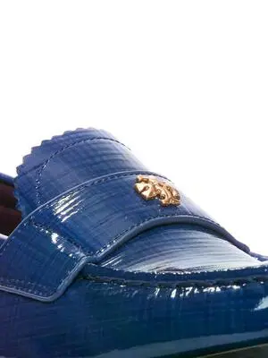 Tory Burch Logo-plaque Leather Loafers - Blue