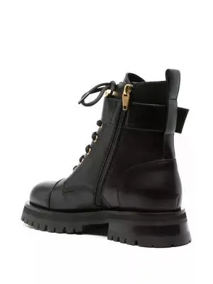 Balmain Leather Buckled Ankle Boots