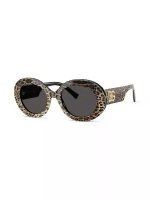Dolce & Gabbana Leopard-print Round-frame Sunglasses