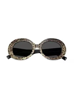 Dolce & Gabbana Leopard-print Round-frame Sunglasses