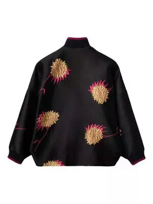 La DoubleJ Embroidered Jacquard Bomber Jacket - Black