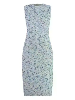 St. John Sleeveless Speckled Midi Dress - Blue