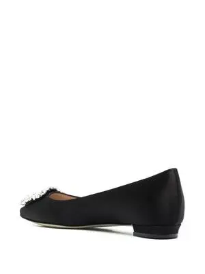 Manolo Blahnik Hangisi Buckle Ballerinas - Black
