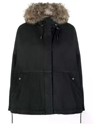 YVES SALOMON Detachable-hood Padded Parka With Shearling Trim - Blue